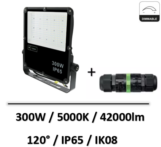 Ledme - Projecteur Led Slim Series 300W - dimmable + connecteur 3P IP68 ...