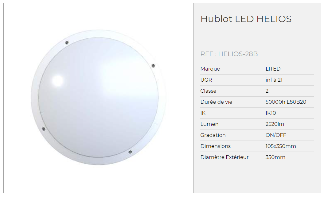 Hublot LED HELIOS 28W 4000K IP65 - HELIOS-28B