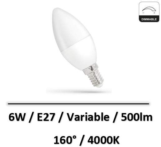 Spectrum - AMPOULE LED E-27 230V 6W ALU Dimmable - WOJ+14382 - Ampoules ...