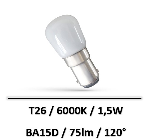 Spectrum - AMPOULE LED LED T26 230V 1,5W BA15D 6000K - WOJ+52324_1.5W - Ampoules LED/Ampoules ...