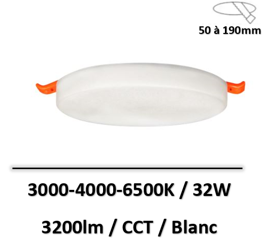 Arlux - SPOT ENCAST. ONYX FRAMELESS ROND 3 CCT 32W/3200LM/Ø120/BLANC ...