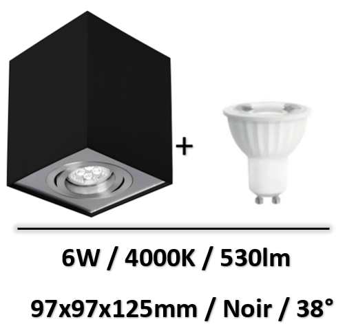Spectrum - Plafonnier Led Gu10 6W - 4000K - SLIP004006+WOJ+14093 ...