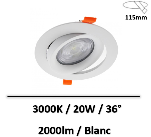 Ledme - Spot Led Basculant Cobmon 20W - Dsc - 3000K - LM4212 - Spots ...