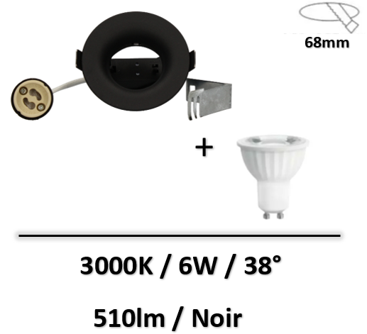 Arlux - SPOT SER-202 POUR LAMPE Ø50MM - DOUILLE GU10 INCL./NOIR 6W ...
