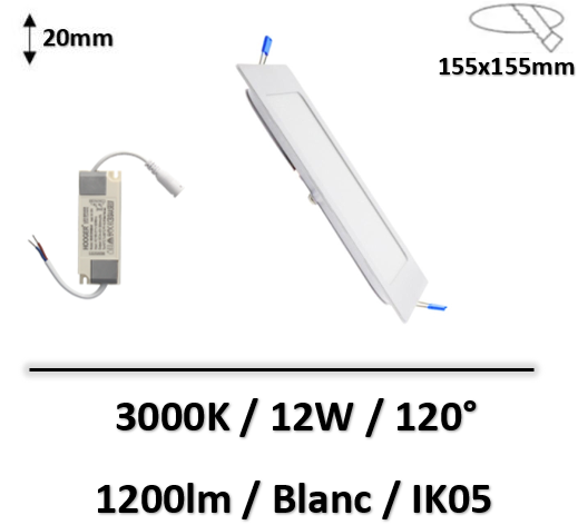 Ledme - Dalle Led Carré Série Slim 12W 3000K - LM5228 - Spots LED ...