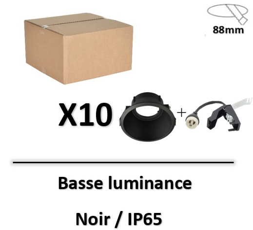Arlux - SPOT ENCAST. NOIR ROND GU10 - 950121x10 - Spots LED encastrés ...