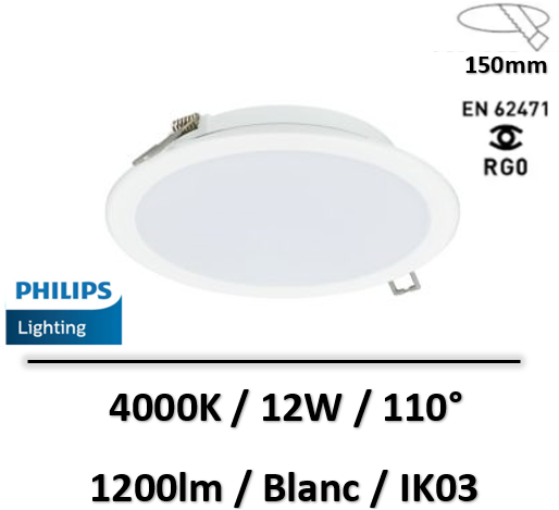 Philips - Philips Downlight LED DN065B Métal Blanc 12W - 46429200 ...
