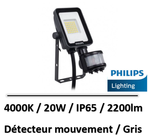 Philips - Projecteurs Ledinaire gen3, 20 W, 2200 lm, 3000 K, CRI80, Faisceau extensif symétrique ...