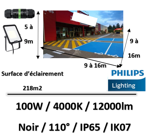 Philips - Projecteurs Ledinaire gen3, 100 W, 12000 lm, 4000 K, CRI80 ...