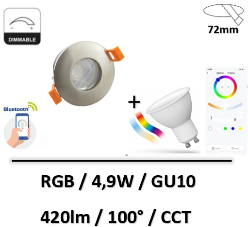 Spectrum - Spot LED IP65 pour douche + lampe 5W - Gris -RGB - 490lm ...