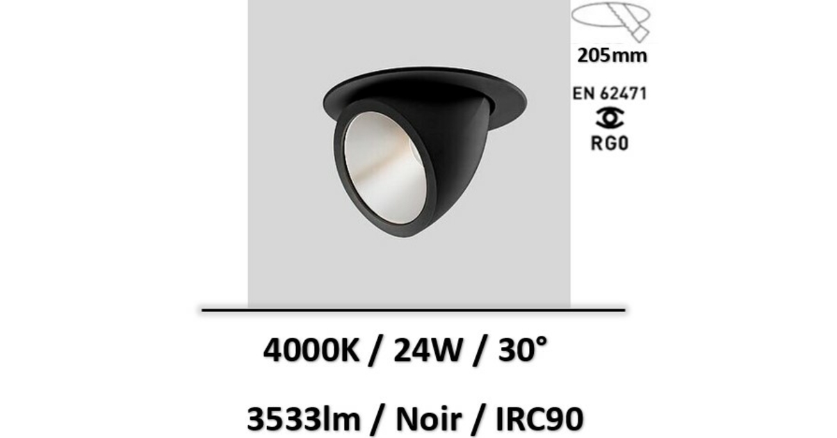 Side light - SPOT LED ESCARGOT ROND INCLINABLE ET ORIENTABLE 24W 4000K ...