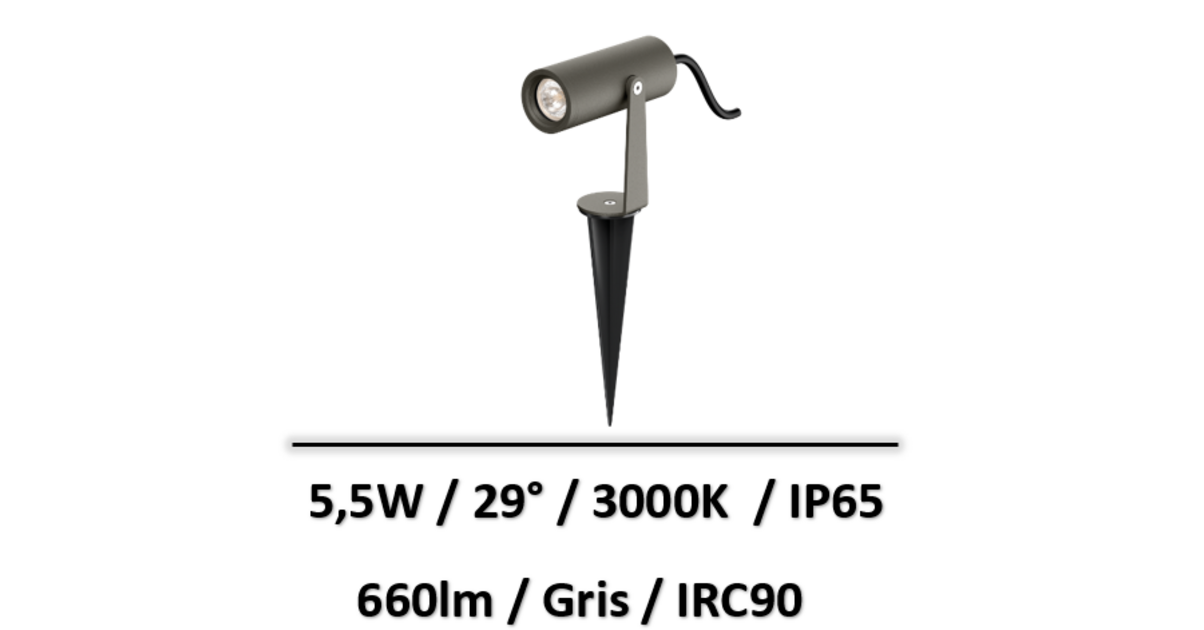 Arkos - SPOT LED SUR PIQUET SKIP 5,5W 3000K 29° IRC90 IP65 - A4970121GT ...