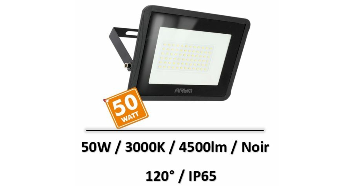 Arun - Projecteur LED 50W Forte luminosité 4500 Lumens ATRIA IP65 ...