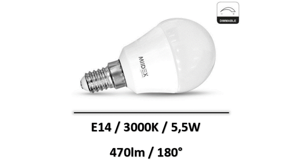 Miidex - Ampoule LED E14 Bulb P45 5,5W Dimmable 3000K - 74835 ...