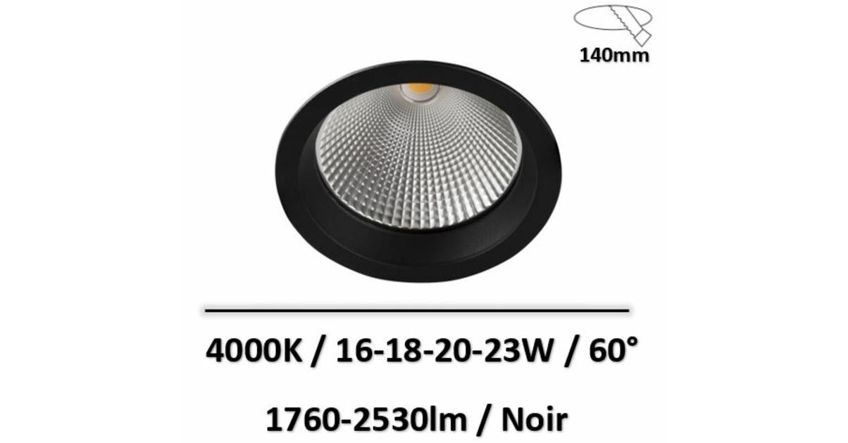 Lited - Downlight LED BOOSTER 16-18-10-23W - 4000K - Noir - BOO150-004 ...