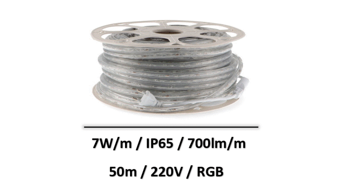 Ledme - Tube Led Rond 220V 7W/m Ip65 - 50 Mètres - LM2697 - Ruban LED ...