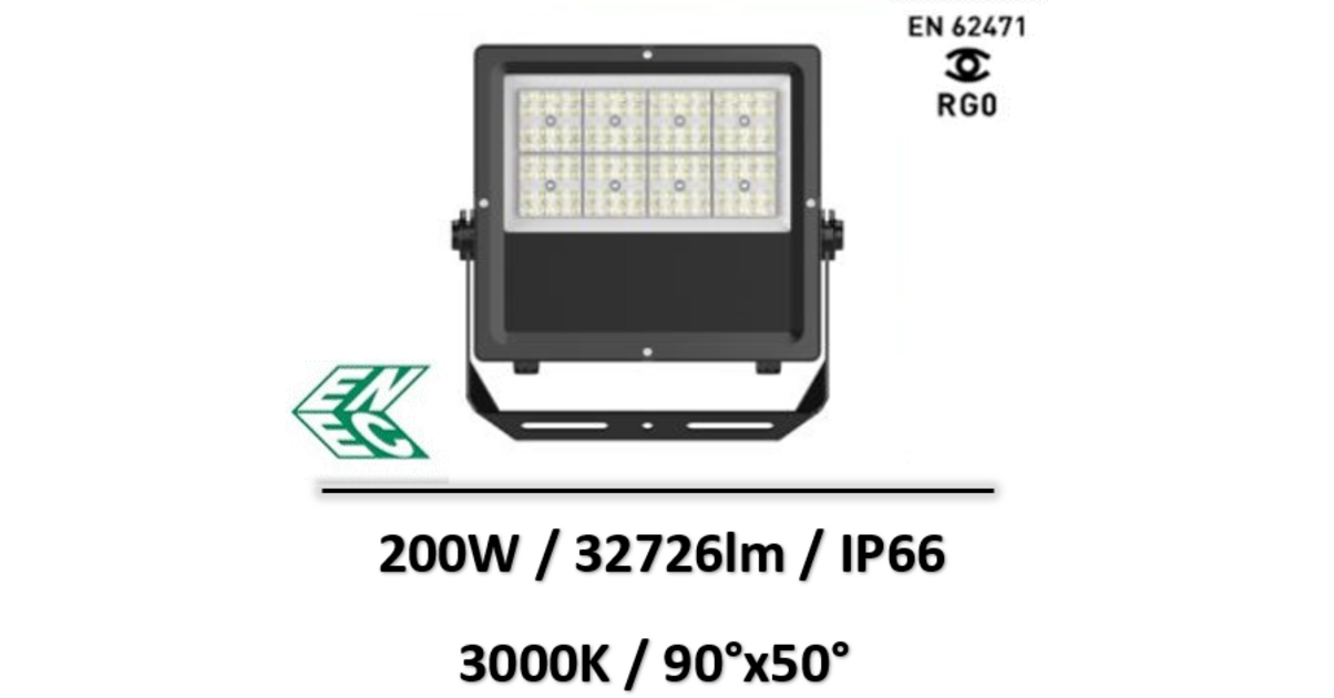 Asled - Projecteur asymétrique 3000K - IP66 - 200W RG0 - ROC335BCA50 ...