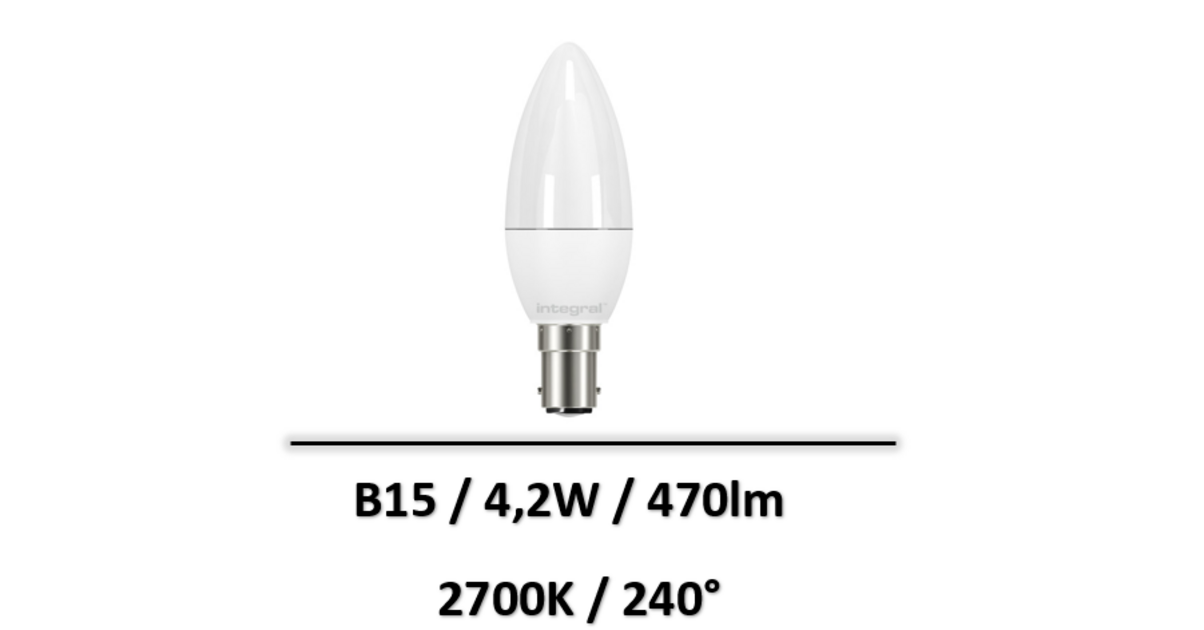Integral-LED - AMPOULE LED B15 470LM 4.2W 2700K NON-DIMM 240 POUTRES ...