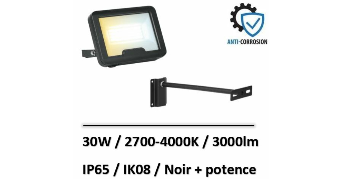 Aurora - Vela CS - Projecteur LED IP65 30W CS 2700/4000K + mât 400mm ...