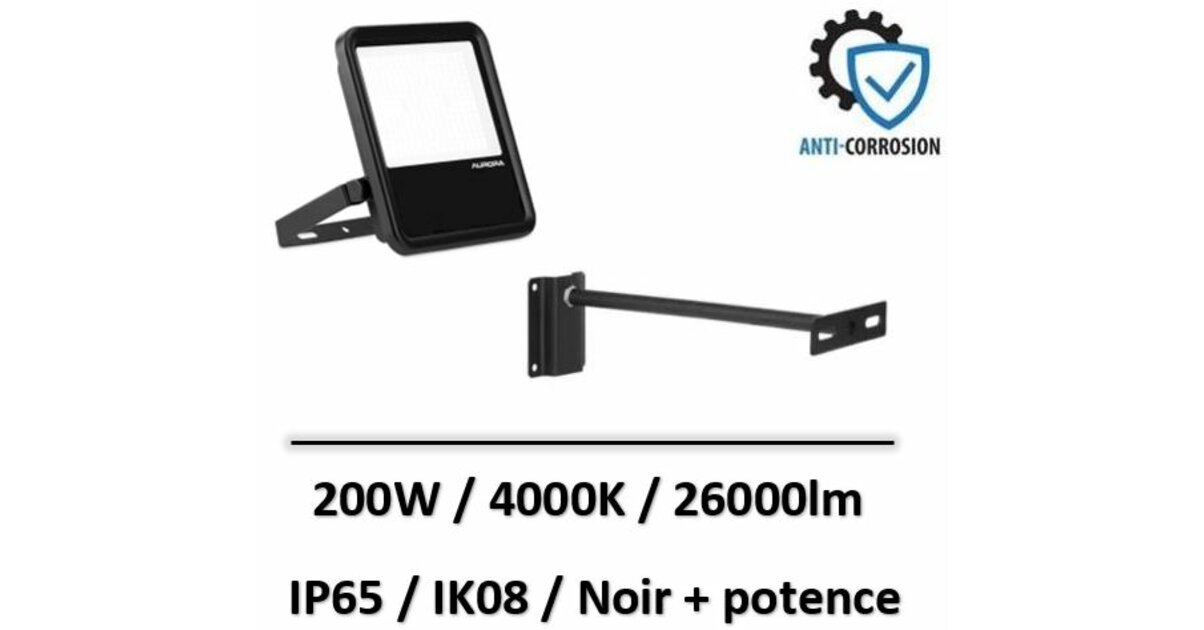 Aurora - Proxima - Projecteur LED IP65 200W 4000K + mât 400mm - EN ...