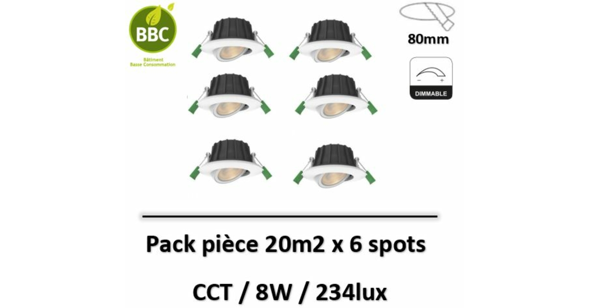 MIIDEX - SPOT LED CCT BBC 230V 8W 2700/3000/4000K GRADABLE ORIENTABLE ...