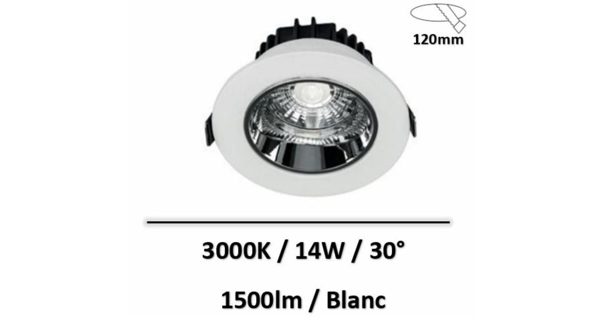 Spectrum - Spot LED BLANC 14W - 3000K - WLD20022 - Spots LED encastrés ...