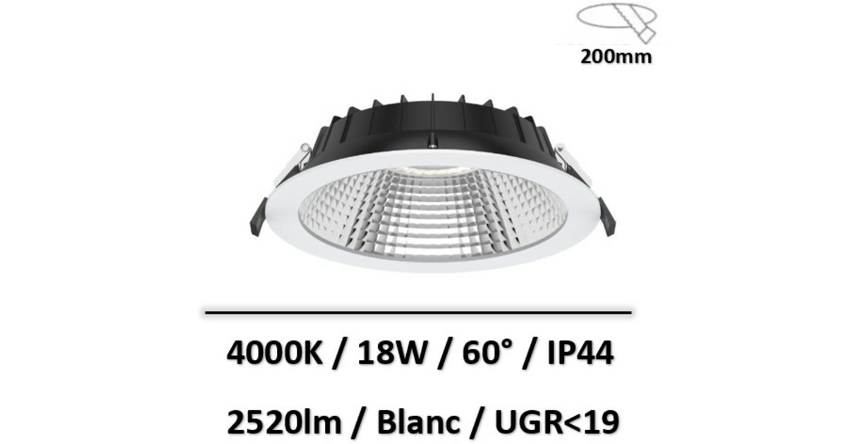 Lited - Downlight LED SURTOIT 18W - Blanc - IP44 - 4000K - SUR18-002 ...