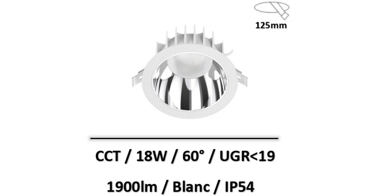 Lited - Downlight LED LEVANT 18W - Blanc - IP54 - 3000-3500-4000K ...