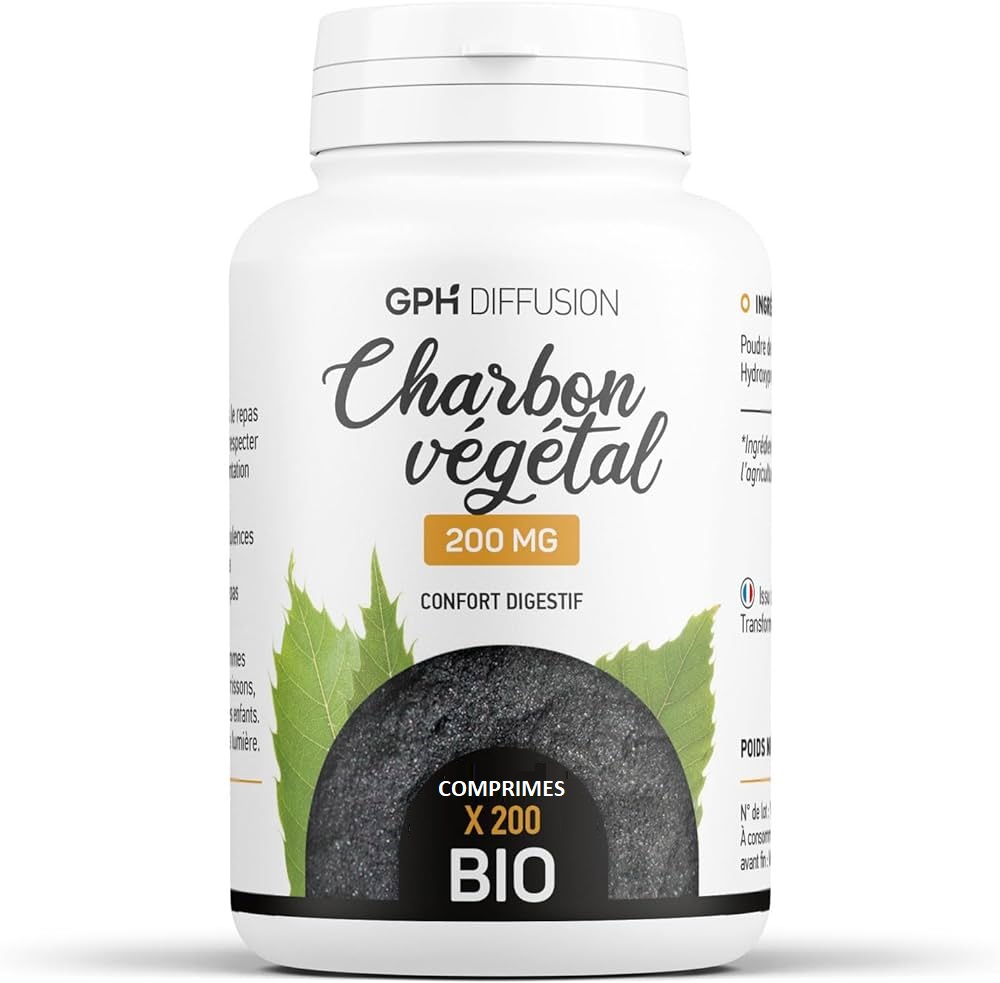 Charbon Végétal Actif BIO 200 comprimes Charbon végétale de chataignier ...