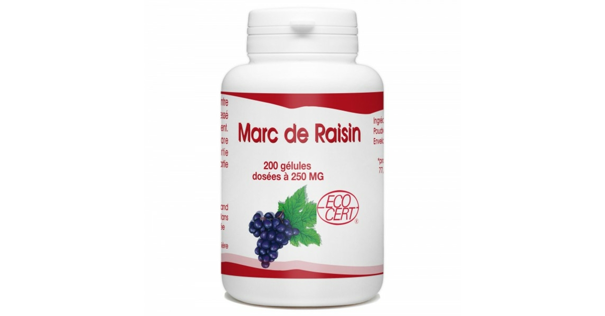 Marc de Raisin bio 250 mg - 200 gelules - Complément alimentaire ...