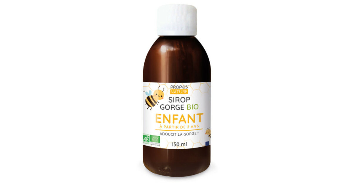 Sirop pour la gorge BIO Enfants tous séche à grasse 150 ml Propolis ...