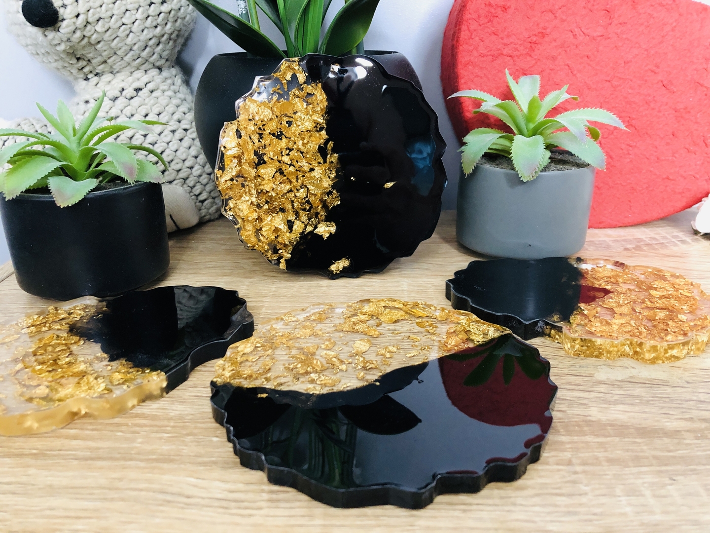 Lot de 4 dessous de Verres - Golden Black - Dessous de Verre/Lot de ...