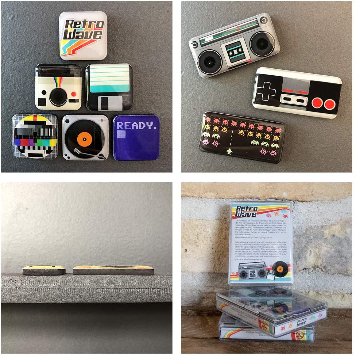 Lot de 9 magnets rétro wave - Déco / Cadeaux/Les magnets - nostalgic-deco