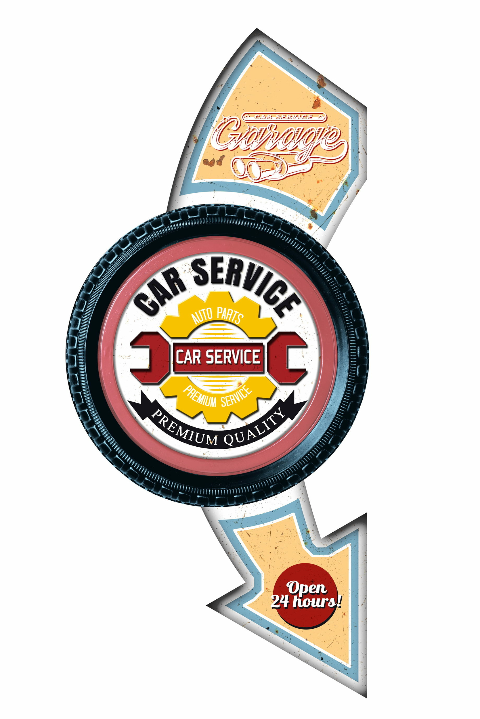 Plaque métal flèche car service vintage - Les Plaques/Plaques autre format rétro / vintage ...