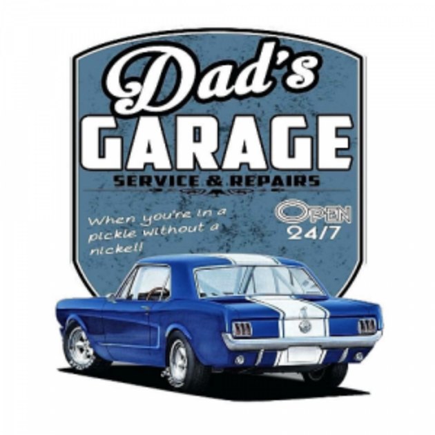 Plaque métal Dad's garage Mustang 34 x 35 - Les Plaques/Plaques autre format rétro / vintage ...