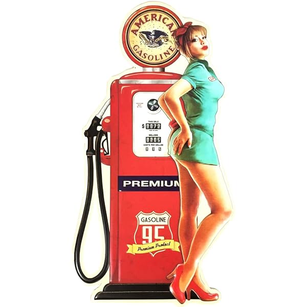 Plaque rétro pin-up pompe à essence - Les Plaques/Plaques autre format ...