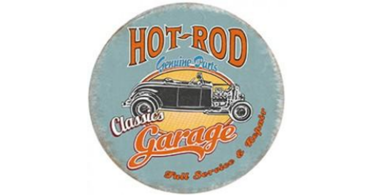 Plaque ronde hot Rod Garage - Les Plaques/Plaques autre format rétro ...