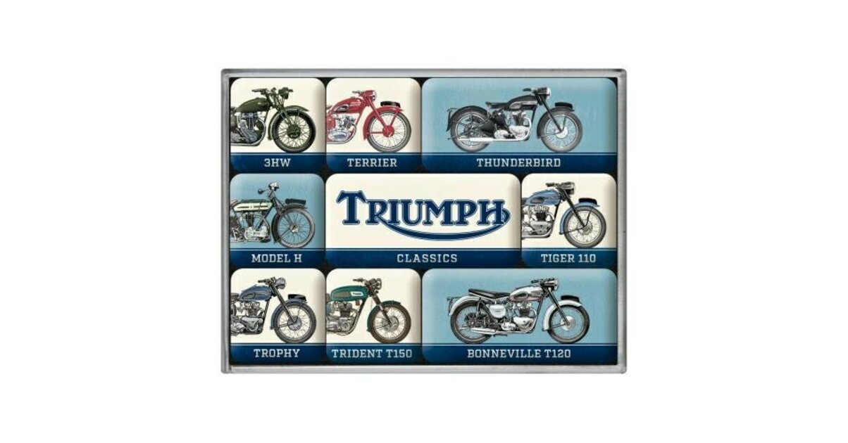Lot de 9 magnets Triumph - Déco / Cadeaux/Les magnets - nostalgic-deco