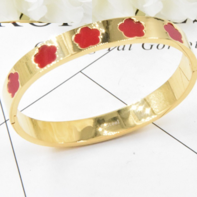 Jonc fleur rouge - Bracelets - ayashop