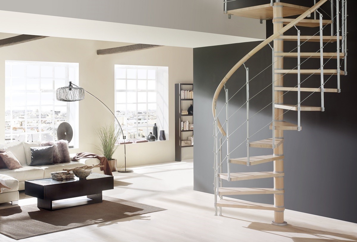 Escalier hélicoïdal Treppen Helsinki en acier et hêtre Ø 120 cm