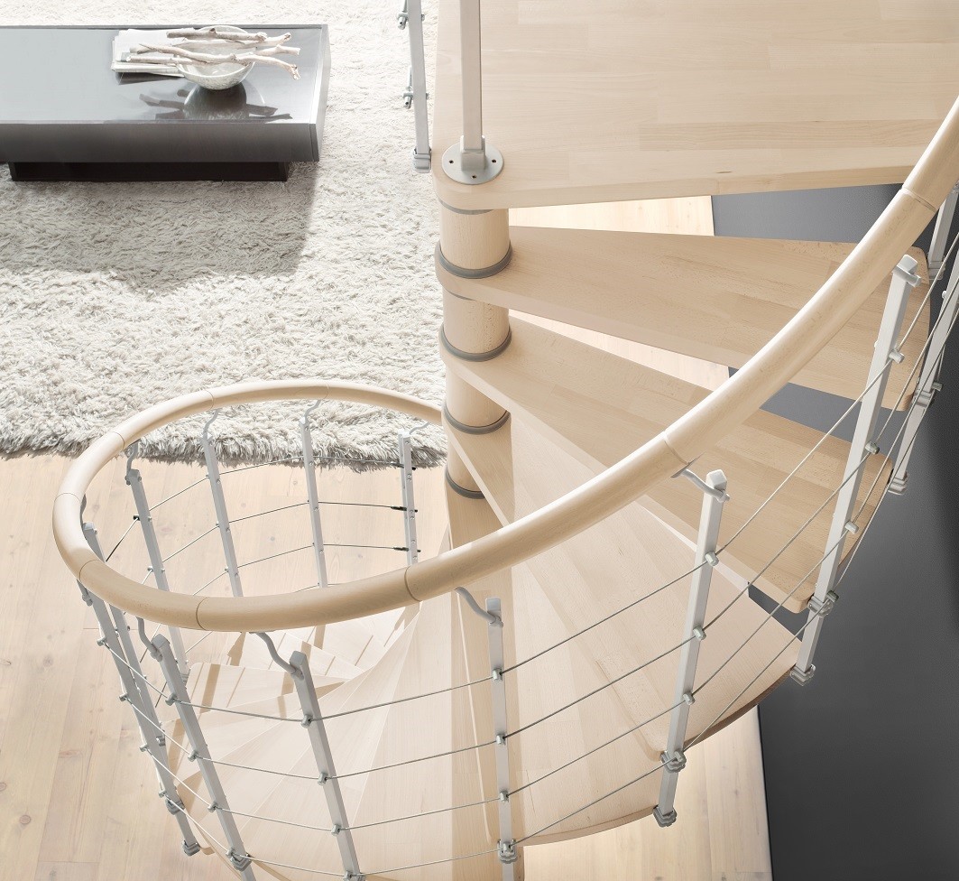 Escalier hélicoïdal Treppen Helsinki en acier et hêtre Ø 120 cm