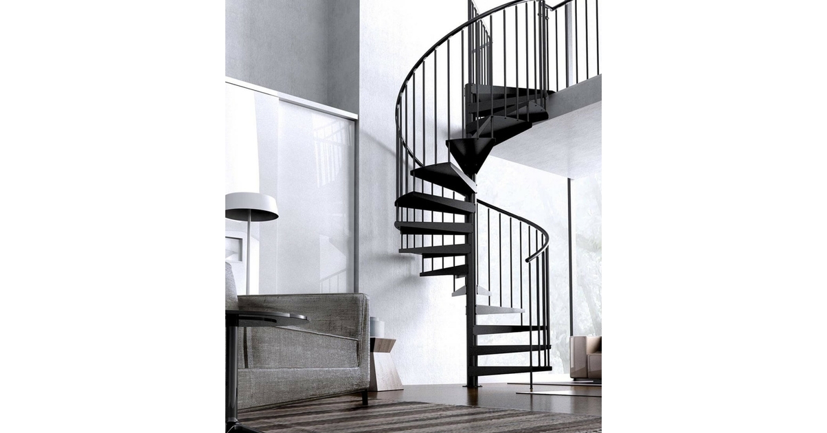 Escalier colimaçon 2 étages en acier thermolaqué F20 Ø 160 cm