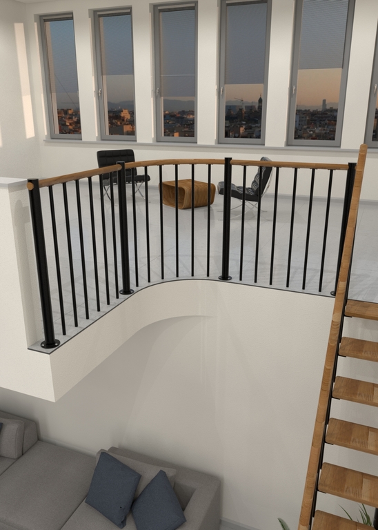 Balustrade ronde en acier et bois Minka Spiral Wood 100 cm