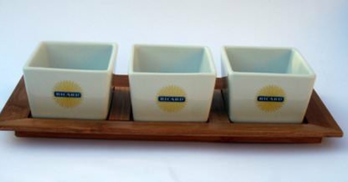 SUPERBE SET APÉRITIF RICARD COMPOSÉ DE 3 RAMEQUINS EN CÉRAMIQUE