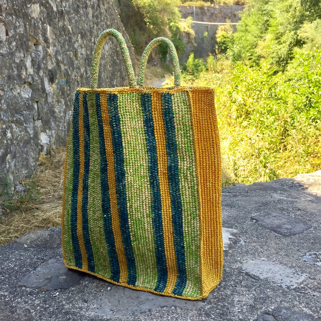 Sac cabas en raphia lagon L35×H40cm - CABAS ET LIVRES/sacs cabas - manamu