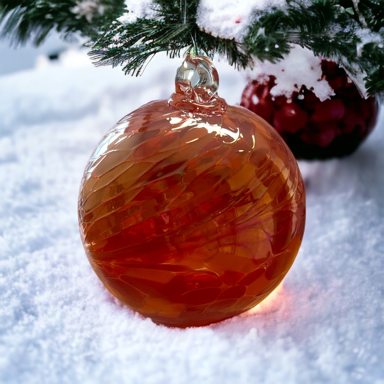 Boule de Noël Rouge/orange - Noël - verrerie-de-locronan