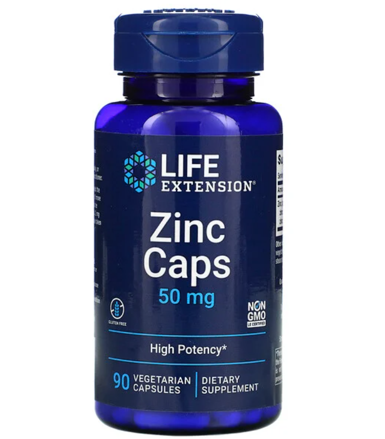 Life Extension - Zinc Caps, Haute efficacité, 50 mg, 90 caps ...