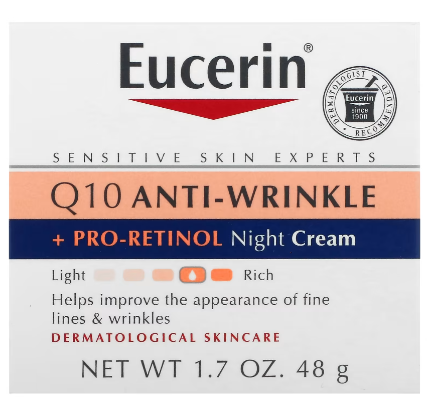 Eucerin - Crème de nuit antirides Q10 + pro-rétinol, 48 g - Anti-âge ...