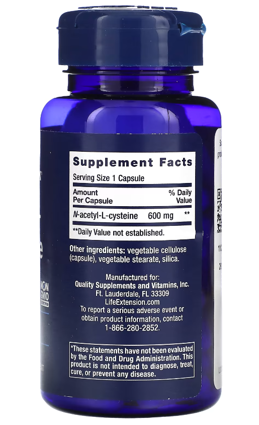Life Extension - N-acétyl-L-cysteine, 600 mg, 60 capsules - Acide aminés - clarrex