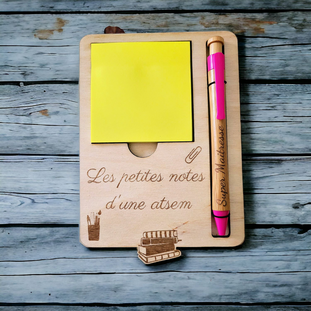 Bloc-Notes en Bois avec Bloc de Notes et Stylo - Les Petites Notes d ...